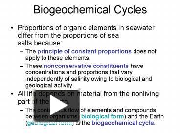 Biogeochemical Cycles presentation | free to download