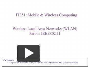 Wireless Local Area Networks (WLAN) presentation | free to download
