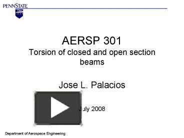 AERSP 301 Torsion of closed and open section beams presentation | free to view