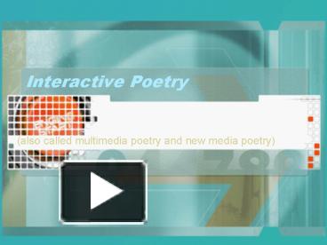 Interactive Poetry presentation | free to view