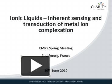 Ionic Liquids presentation | free to view