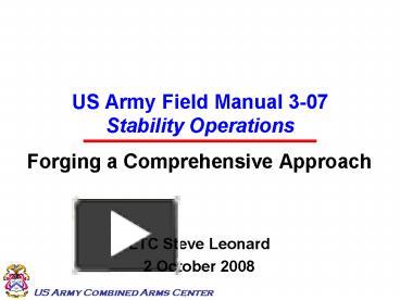 US Army Field Manual 3-07 Stability Operations presentation | free to view