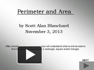 PPT – Perimeter and Area PowerPoint presentation | free to download ...