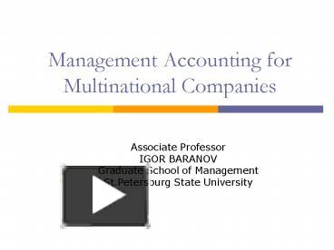 Management Accounting for Multinational Companies presentation | free ...