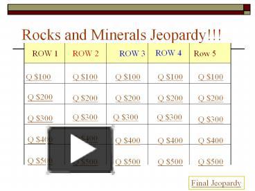 PPT – Rocks and Minerals Jeopardy!!! PowerPoint presentation | free to ...