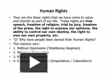 PPT – Human Rights PowerPoint presentation | free to view - id: 44a342 ...