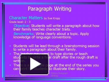 PPT – Paragraph Writing PowerPoint presentation | free to view - id ...