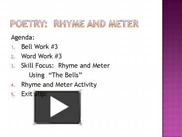 Poetry: rhyme and meter presentation | free to view