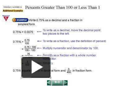 Percents Greater Than 100 or Less Than 1 presentation | free to download