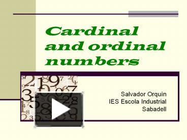 PPT – Cardinal and ordinal numbers PowerPoint presentation | free to ...