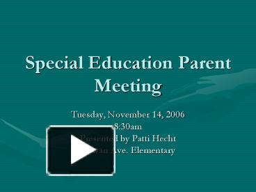 Special Education Parent Meeting presentation | free to download