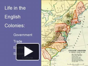 PPT – The English Colonies PowerPoint presentation | free to download ...