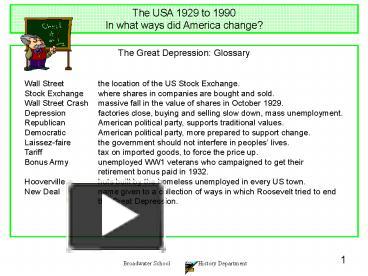 PPT – The Great Depression: Glossary PowerPoint presentation | free to ...