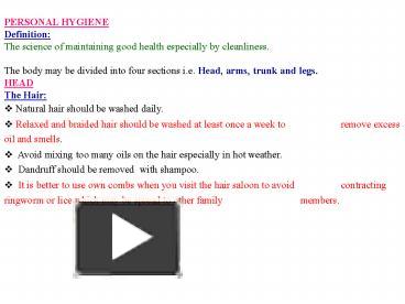PERSONAL HYGIENE presentation | free to download