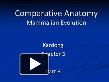 Comparative Anatomy Mammalian Evolution presentation | free to view
