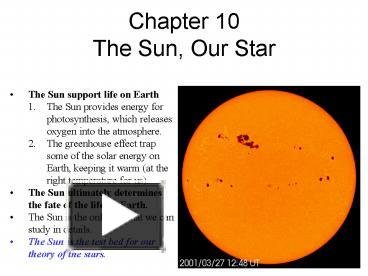 Chapter 10 The Sun, Our Star presentation | free to download