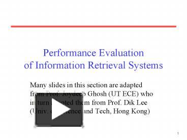 Performance Evaluation of Information Retrieval Systems presentation | free to download