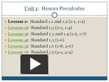 Unit 1: Honors Precalculus presentation | free to download