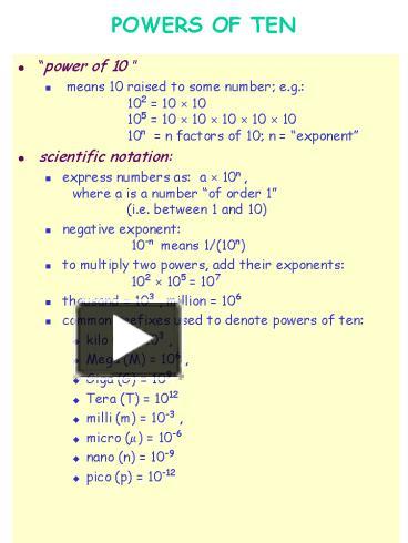 PPT – POWERS OF TEN PowerPoint presentation | free to download - id ...