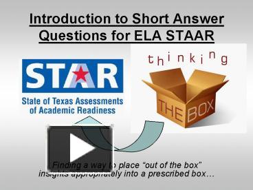 PPT – Introduction to Short Answer Questions for ELA STAAR PowerPoint ...