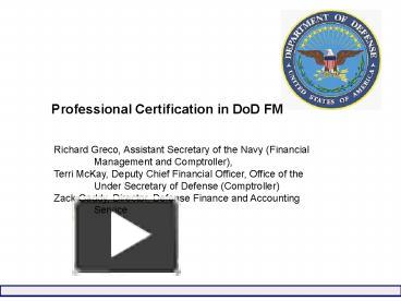 Professional Certification in DoD FM presentation | free to view