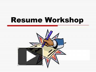 Resume Workshop presentation | free to download