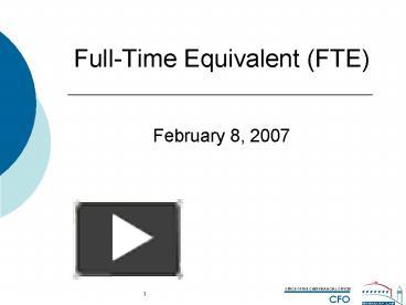 Full-Time Equivalent (FTE) presentation | free to view