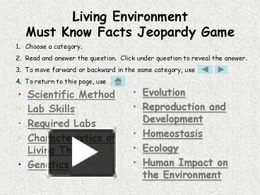 PPT – Living Environment Must Know Facts Jeopardy Game PowerPoint ...