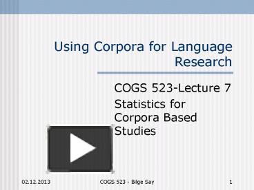 Using Corpora for Language Research presentation | free to download