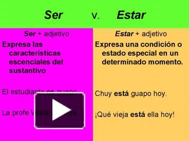 PPT – Ser v. Estar PowerPoint presentation | free to download - id ...