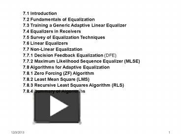 7. Equalization, Diversity, Channel Coding presentation | free to view