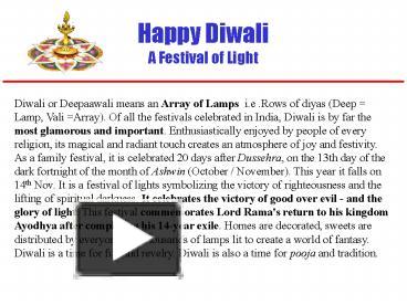 Happy Diwali A Festival of Light presentation | free to download