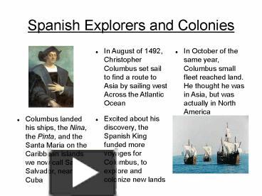 Spanish Explorers and Colonies presentation | free to view