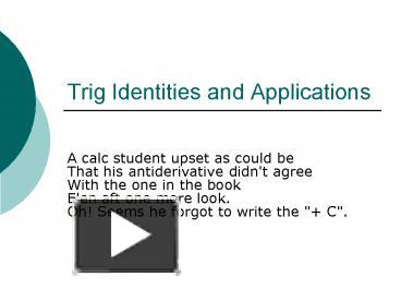 Trig Identities and Applications presentation | free to view
