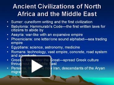 PPT – Ancient Civilizations of North Africa and the Middle East ...