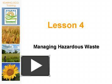 Managing Hazardous Waste presentation | free to view