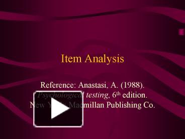 Item Analysis presentation | free to view