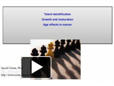 II. Talent identification: multidisciplinary presentation | free to view