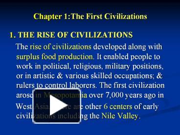 Chapter 1:The First Civilizations presentation | free to view