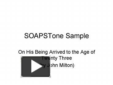 PPT – SOAPSTone Sample PowerPoint presentation | free to view - id ...