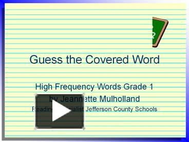 PPT – Guess the Covered Word PowerPoint presentation | free to view ...