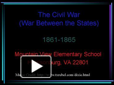 PPT – The Civil War (War Between the States) 1861-1865 PowerPoint ...