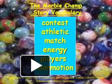 The Marble Champ Story Vocabulary presentation | free to download