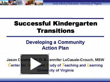 Successful Kindergarten Transitions presentation | free to view