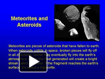 PPT – Meteorites and Asteroids PowerPoint presentation | free to view ...