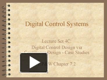 Digital Control Systems presentation | free to view
