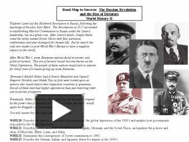 PPT – Road Map to Success: The Russian Revolution and the Rise of ...
