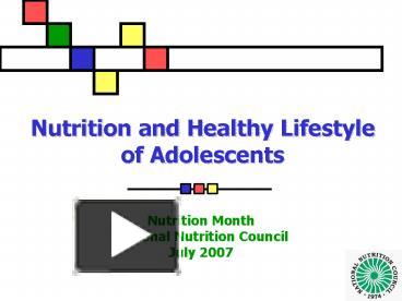 Nutrition and Healthy Lifestyle of Adolescents presentation | free to view
