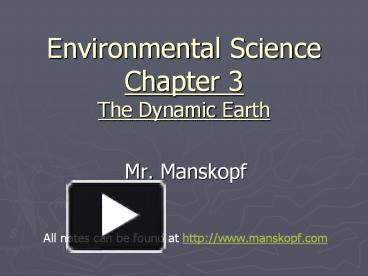 Environmental Science Chapter 3 The Dynamic Earth presentation | free ...