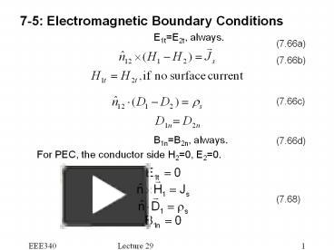 7-5: Electromagnetic Boundary Conditions presentation | free to view